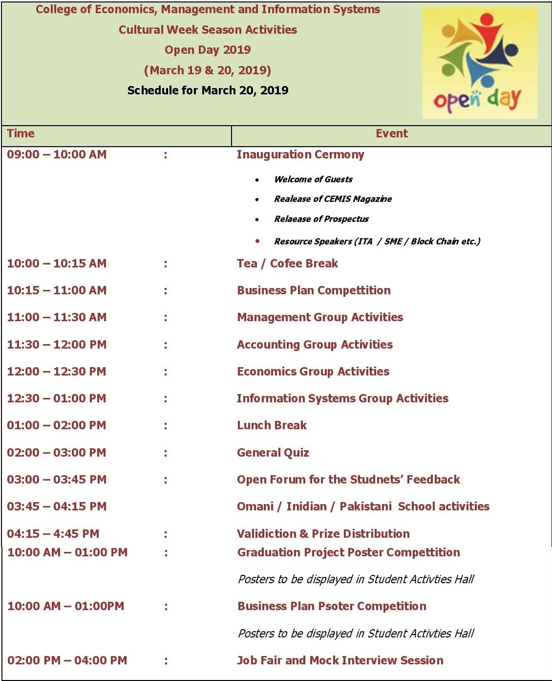 CEMIS Cultural Activities - University of Nizwa